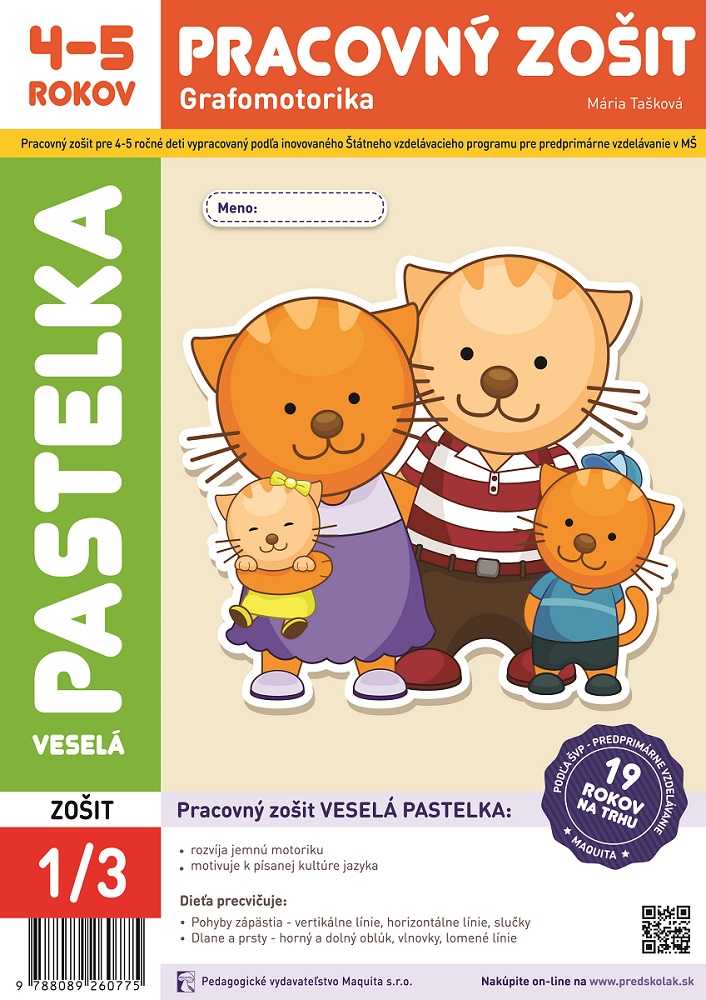 Pracovný zošit Veselá pastelka, grafomotorika pre 4-5 ročné deti - Maquita